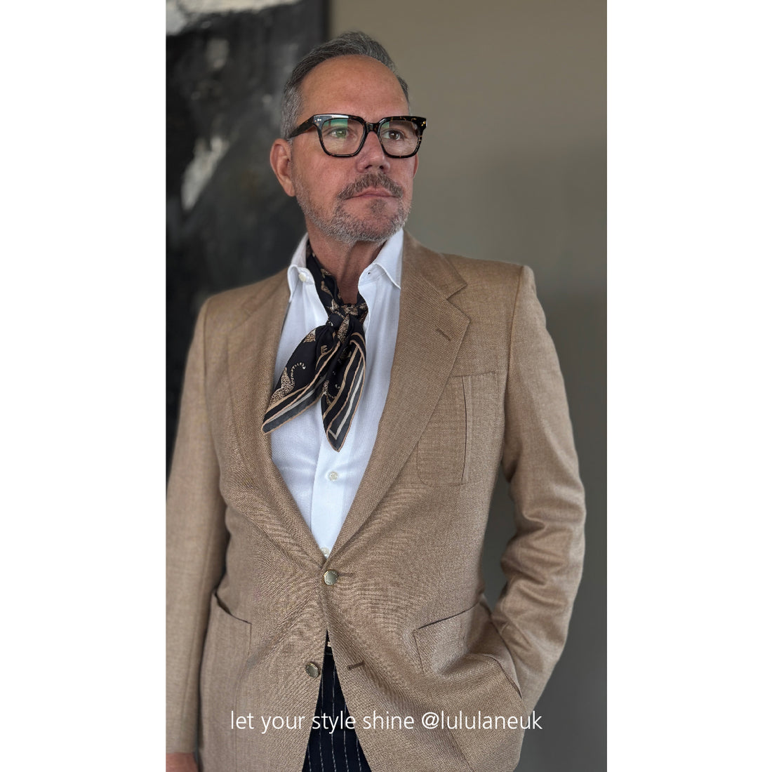 Sky Blue Leopard Luxe Silk Scarf - 65cm Hand-rolled Men's Neckerchief ...