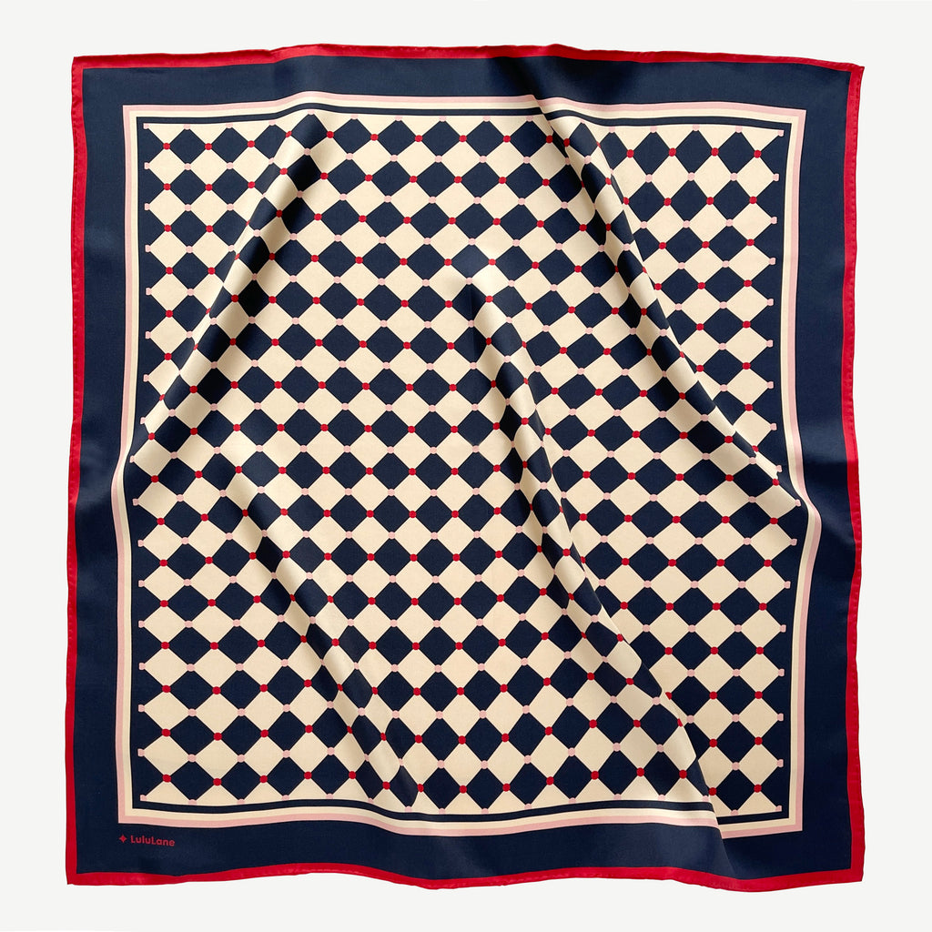 Chess Club Silk Scarf – 65cm Unisex Geometric Square – LuluLane