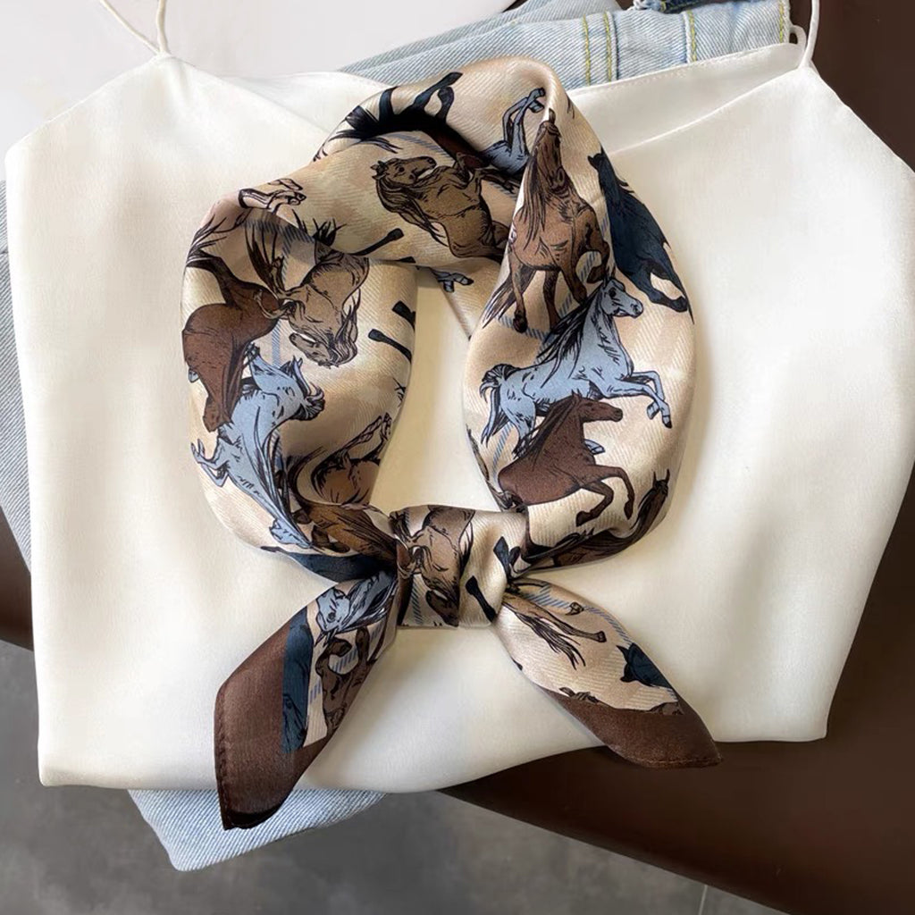 Brown Wild Horse Silk Scarf - 53cm Unisex Bandana – LuluLane