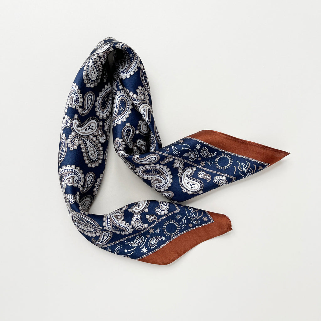 Navy Blue Heritage Paisley Silk Scarf - 53cm – LuluLane